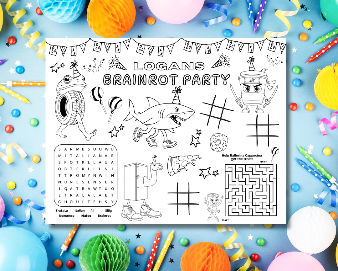 Editable Italian Brainrot Coloring Activity Mat (US Letter Canva ...