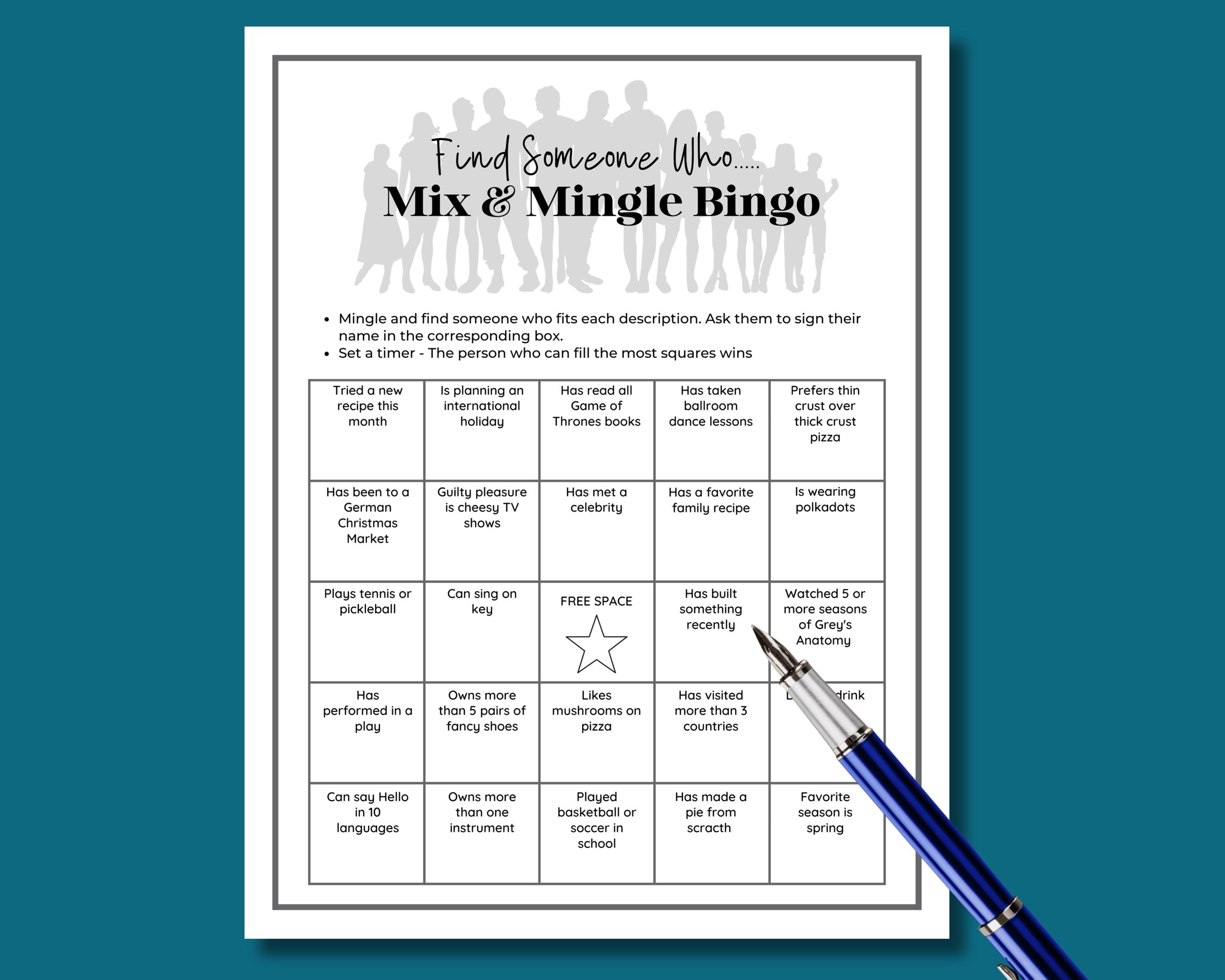 Mix and Mingle Icebreaker Game, Workplace Icebreaker, Reunion ...