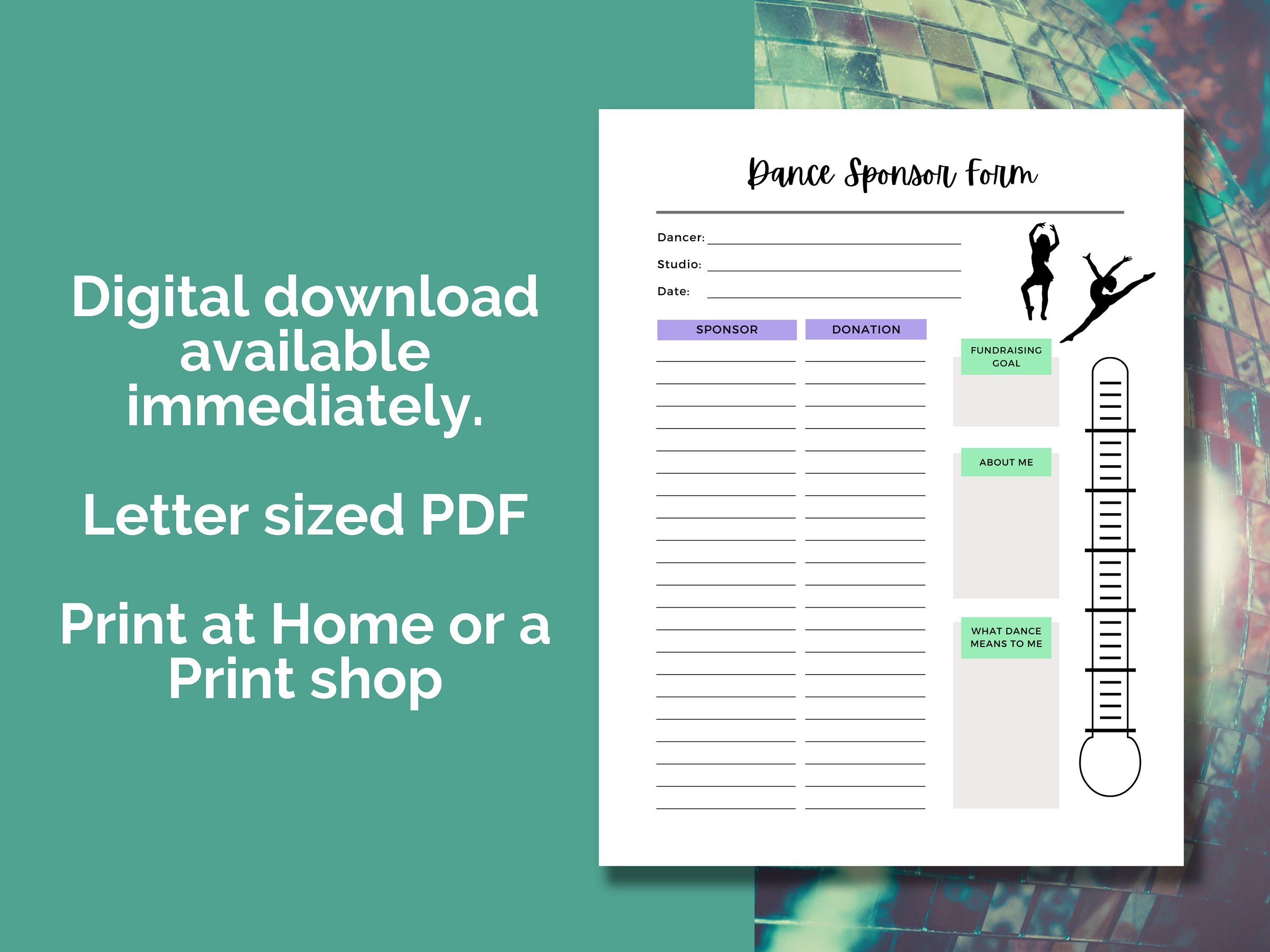 Sponsorship Form for Dance, Competitive Dance Team Donation Tracker ...