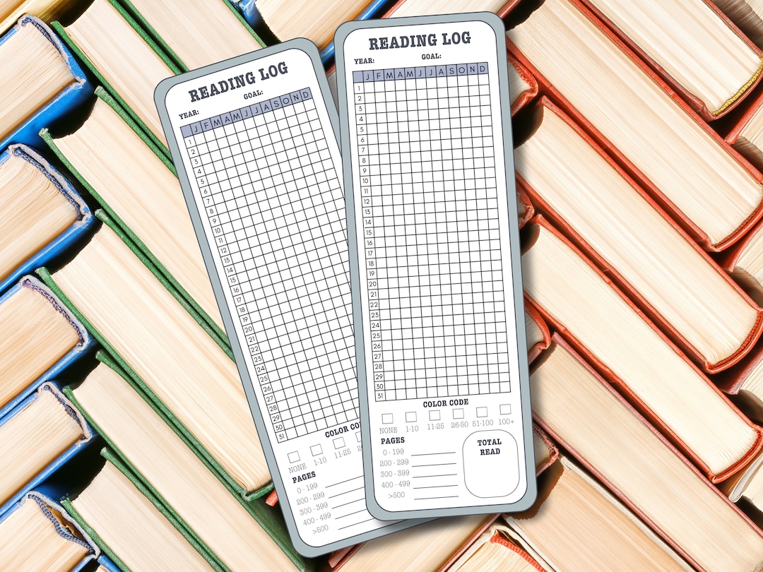 Bookmark Reading Tracker, Bookmark Yearly Reading Log, Letter and A4 ...