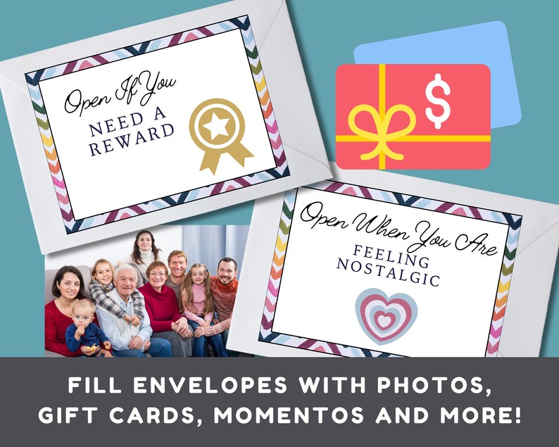 College Open When Envelope Labels, Open If Gift Envelopes for Going ...