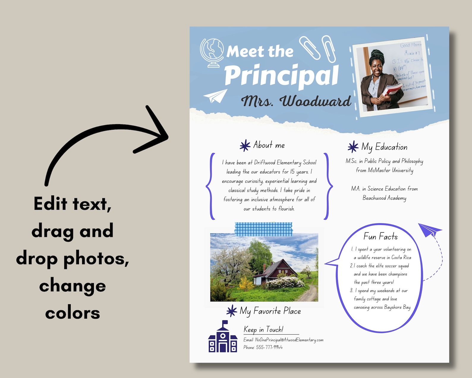 Meet the Principal Editable Template for Canva, Editable and ...