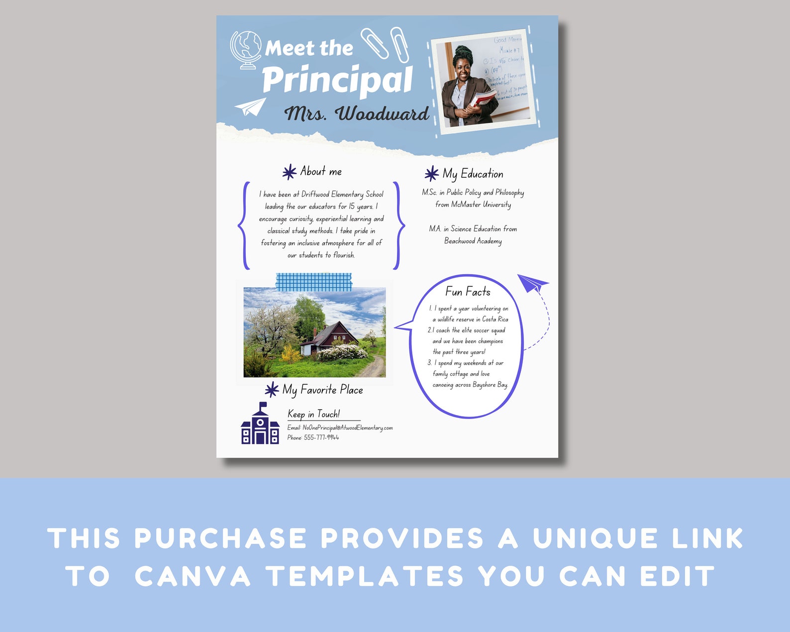 Meet the Principal Editable Template for Canva, Editable and ...