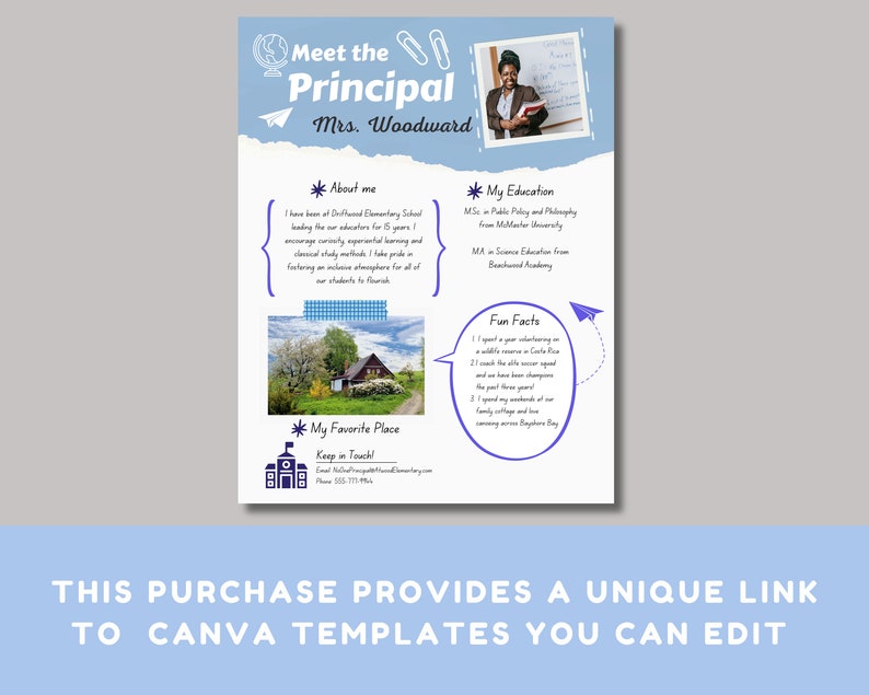 Meet the Principal Editable Template for Canva, Editable and ...
