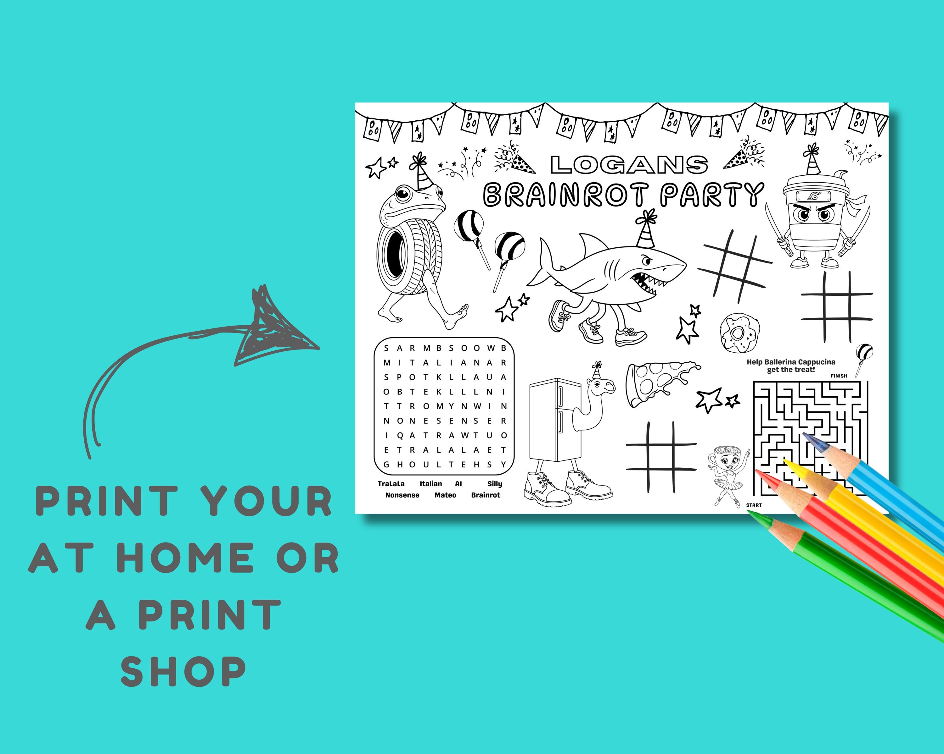 Editable Italian Brainrot Coloring Activity Mat (US Letter Canva ...