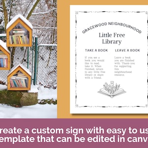 Editable Little Free Library Sign Template for Canva; Personalize This ...