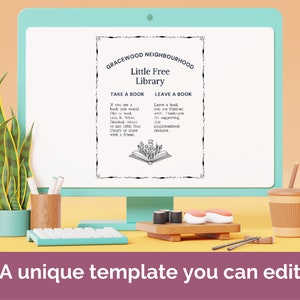 Editable Little Free Library Sign Template for Canva; Personalize This ...