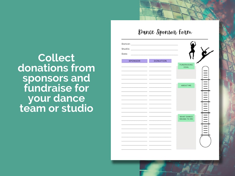Sponsorship Form for Dance, Competitive Dance Team Donation Tracker ...