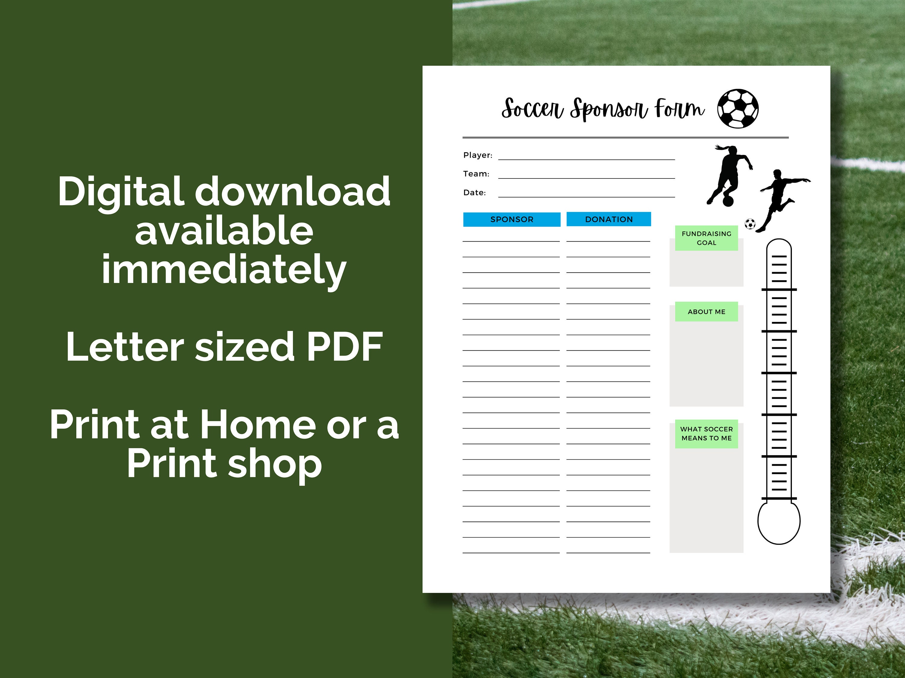 Soccer Sponsor Form / Soccer Team Donation Drive Digital Download - Etsy