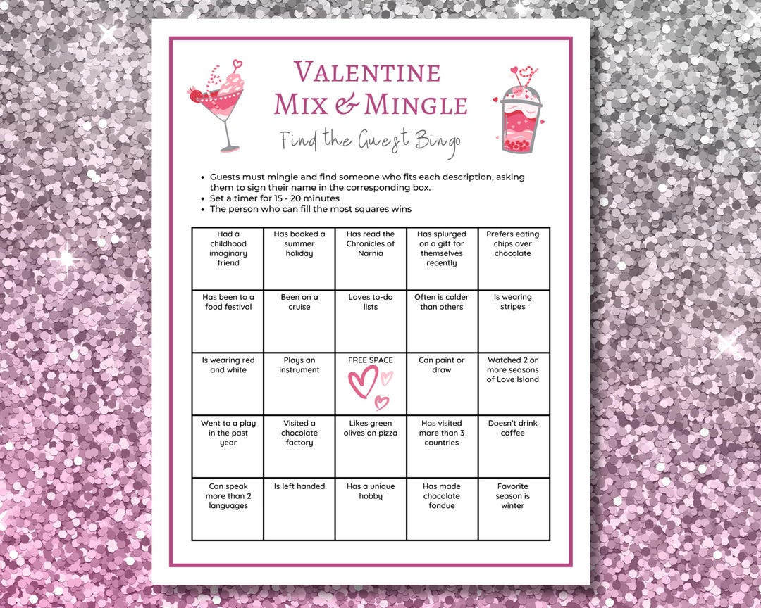 Valentine Mix and Mingle Icebreaker Party Game, Mix and Mingle Find ...