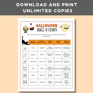 Halloween Roll A Story Game, Instant Download, A4 and Letter Size - Etsy