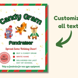 Editable Christmas Candy Gram Fundraiser Template Kit for Canva ...