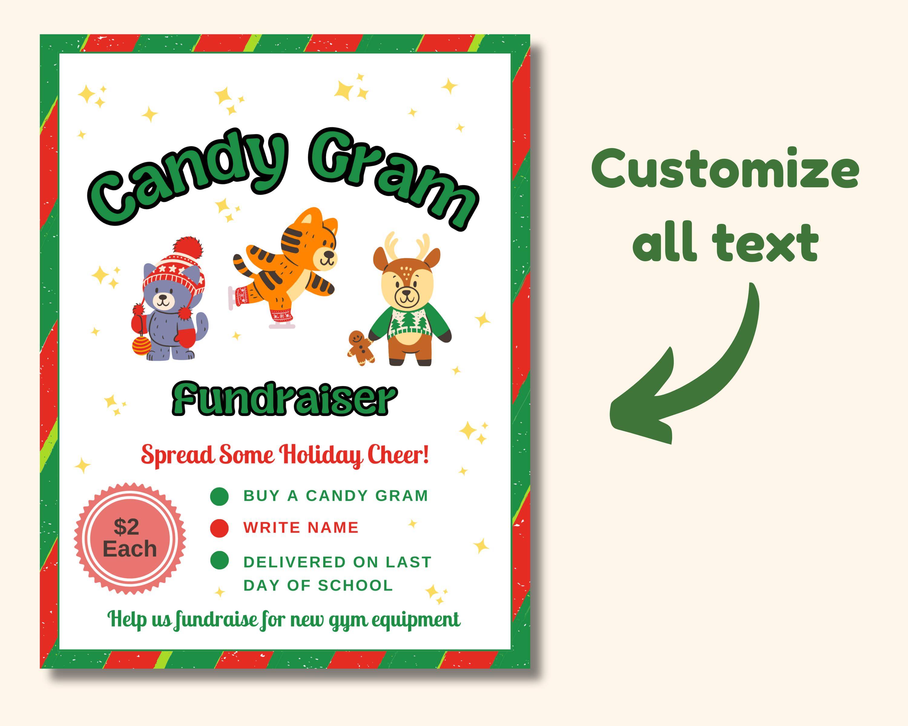 Editable Christmas Candy Gram Fundraiser Template Kit for Canva ...