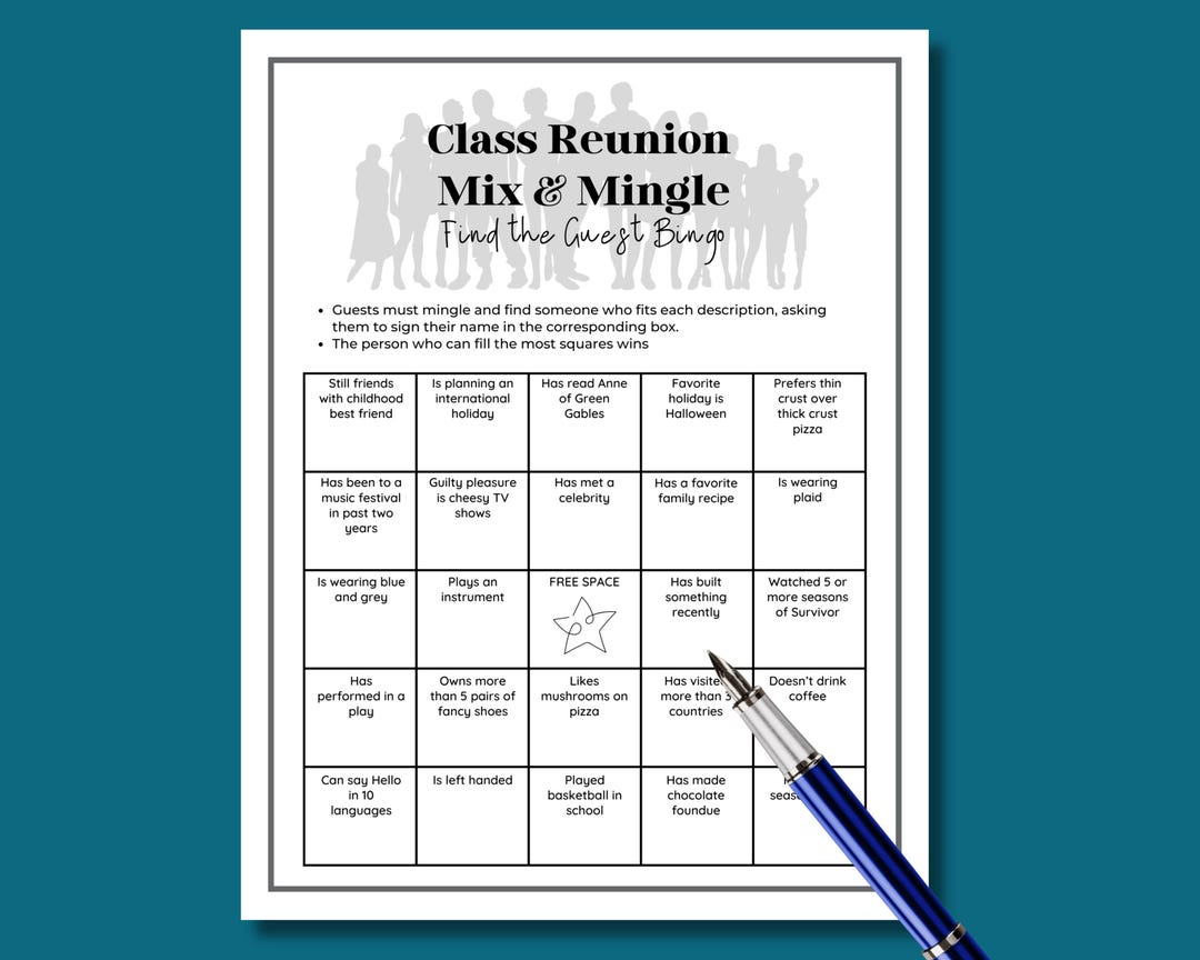 Class Reunion Mix and Mingle Icebreaker Game, Mix and Mingle Find ...