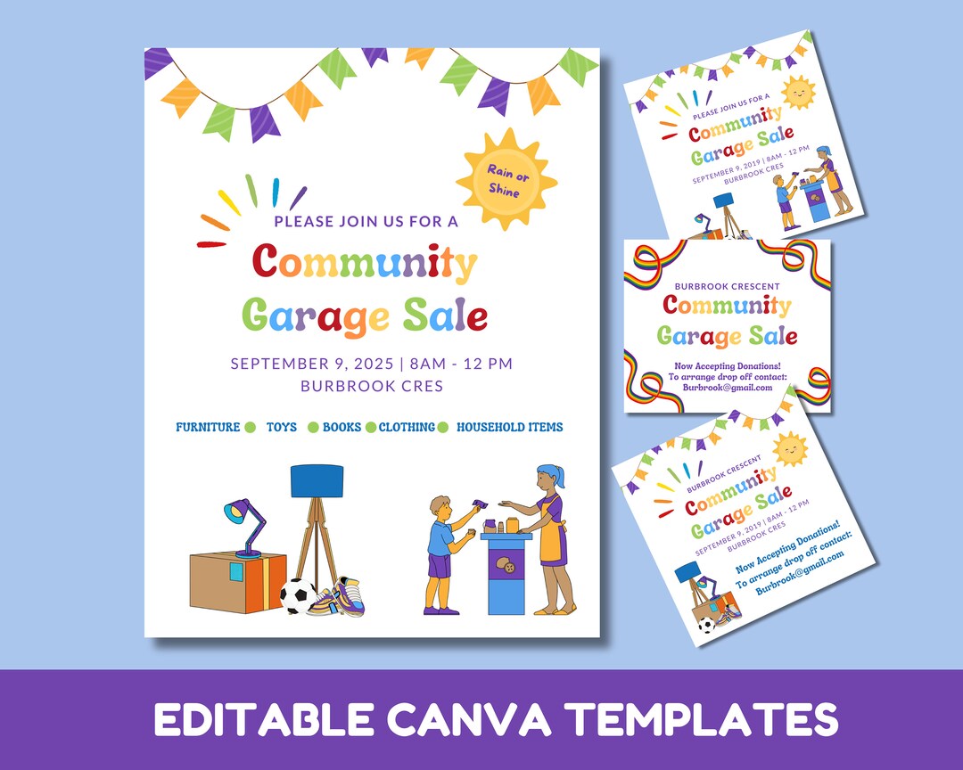 Editable Community Garage Sale Flyer and Social Media Templates ...