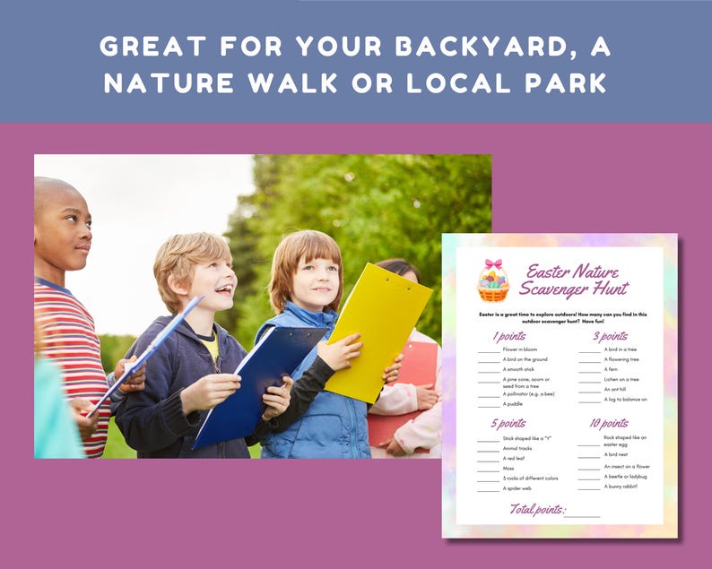 Easter Outdoor Scavenger Hunt, Easter Nature Scavenger Hunt Game for ...