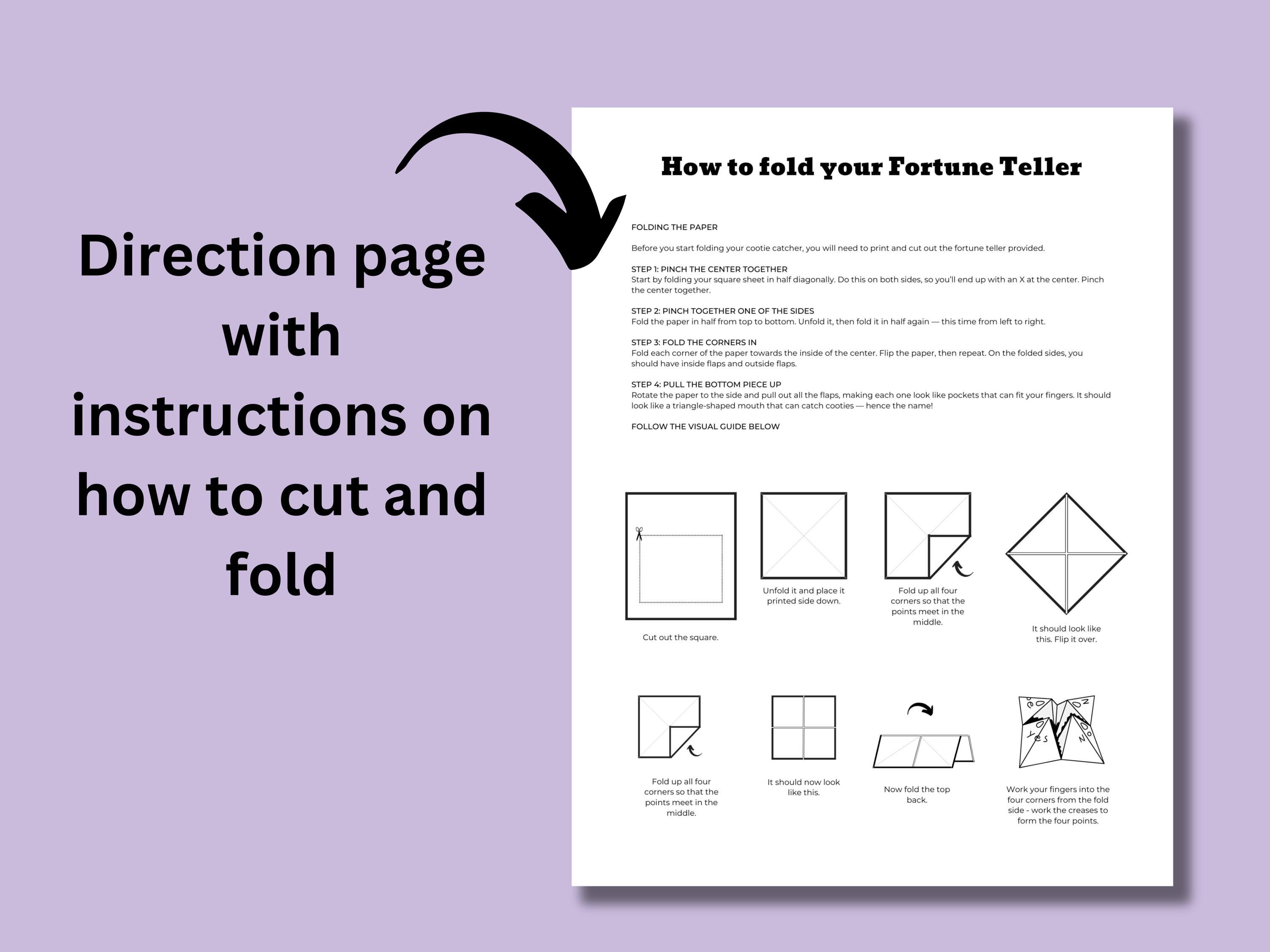 Mystical Fortune Teller / Cootie Catcher, Instant Download, A4 and US ...