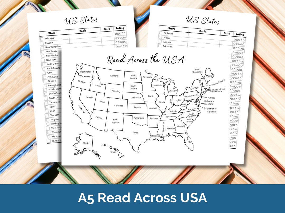 A5 Read Across USA Reading Challenge; Read Across America Reading ...