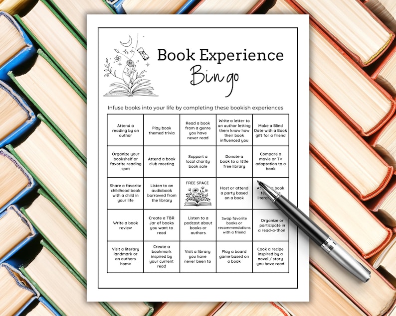 Book Experience Bingo Game, Book Club Bucket List Bingo, for Book Clubs ...