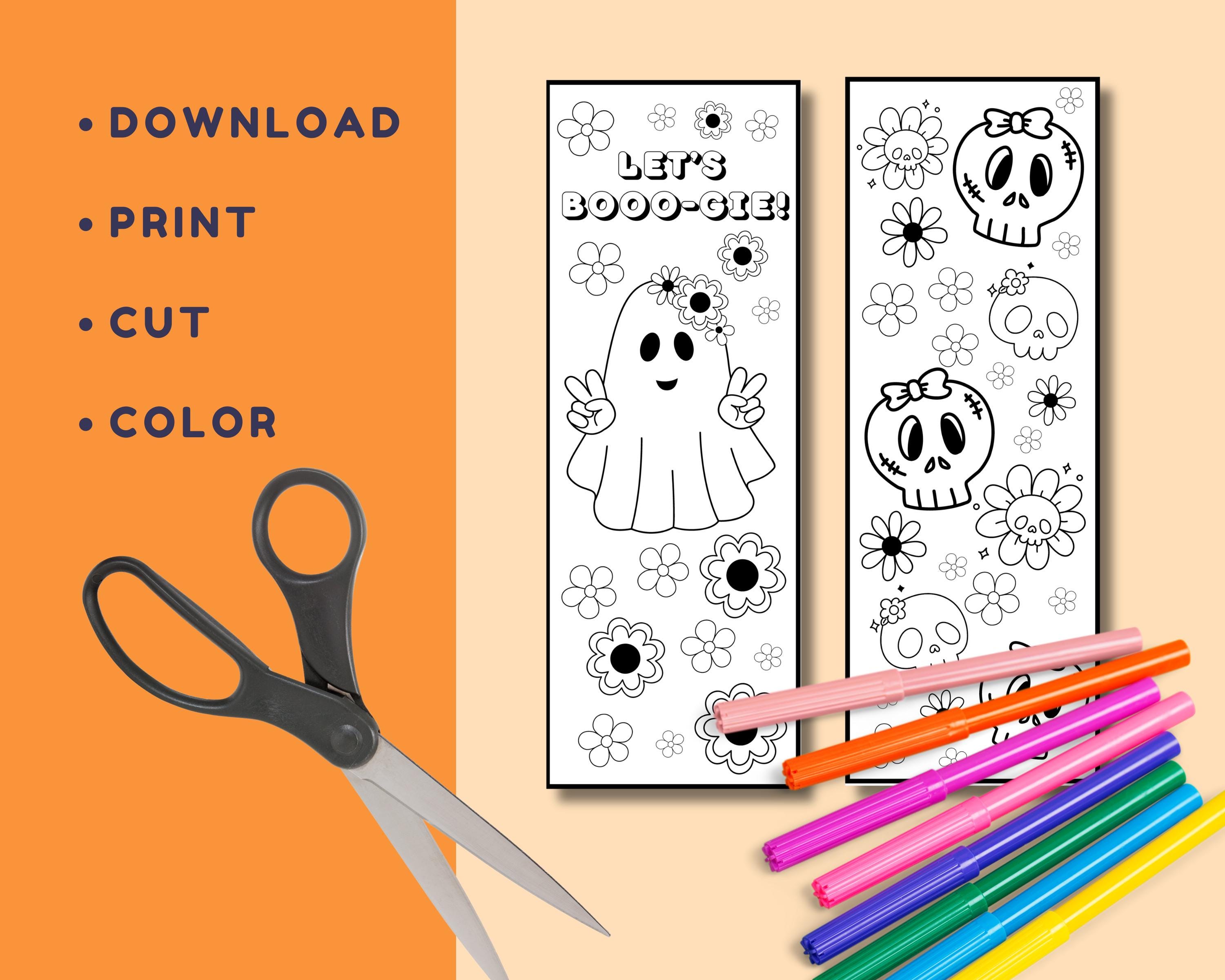 Groovy Ghost Coloring Bookmarks for Halloween, Instant Download, A4 and ...