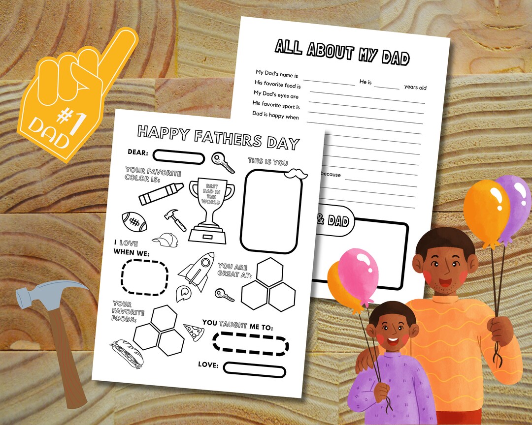 Father's Day Coloring Page, All About My Dad Activity Page, Instant ...