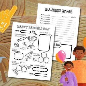 Father's Day Coloring Page, All About My Dad Activity Page, Instant ...
