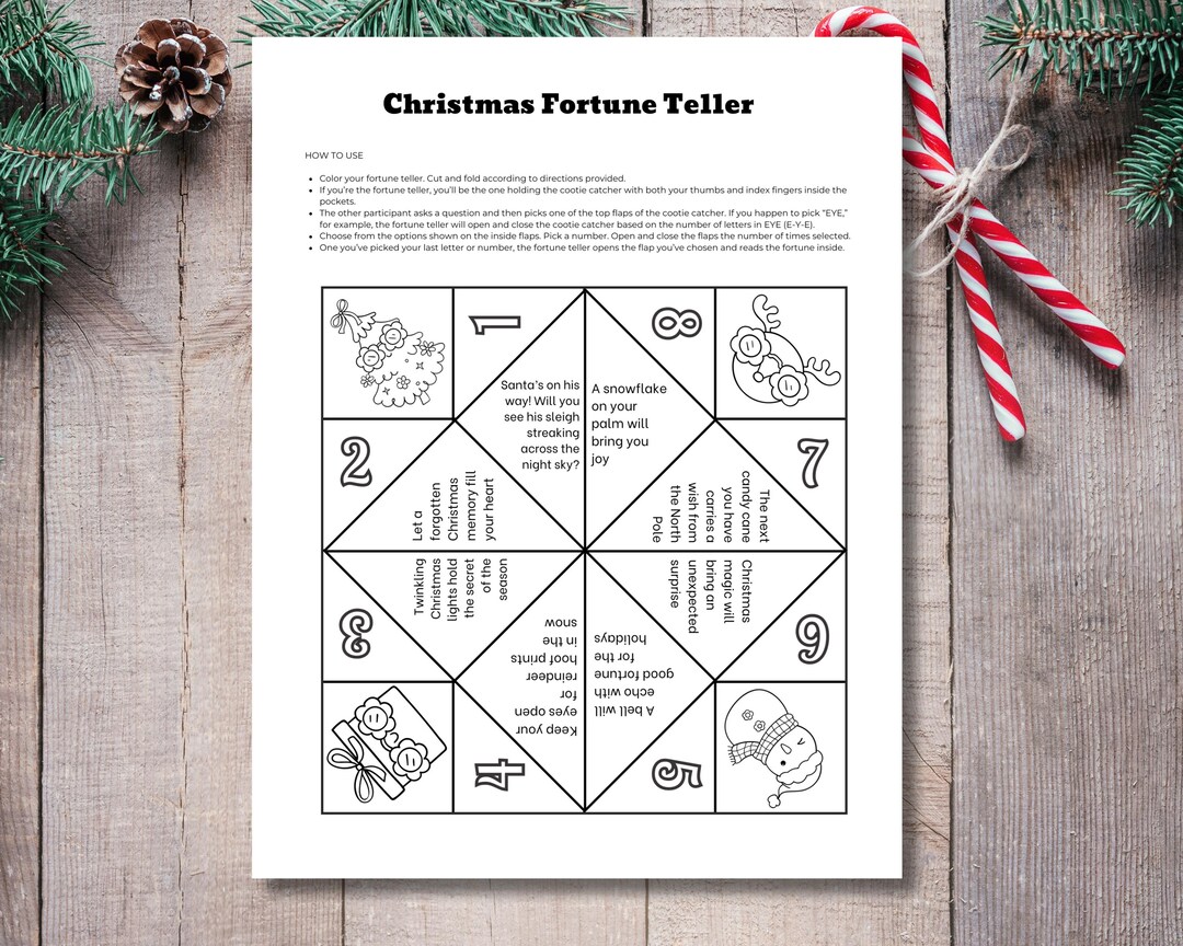 Christmas Coloring Fortune Teller / Cootie Catcher, Easy and Bold ...