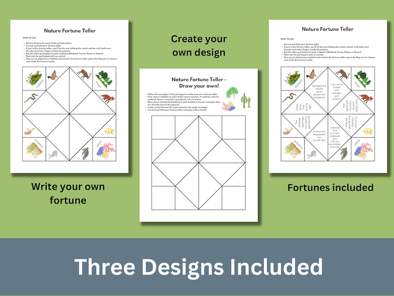 Nature Cootie Catcher, Animal and Habitat Fortune Teller, Summer Camp ...