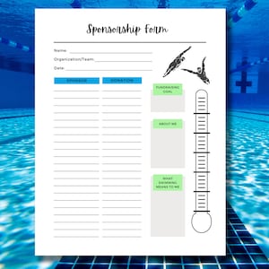 Swim Team Sponsor / Donor Form Digital Download / Swim Team Fundraiser ...