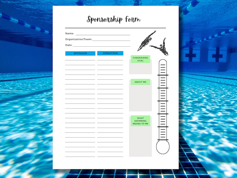 Swim Team Sponsor / Donor Form Digital Download / Swim Team Fundraiser ...