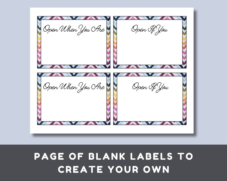 College Open When Envelope Labels, Open If Gift Envelopes for Going ...