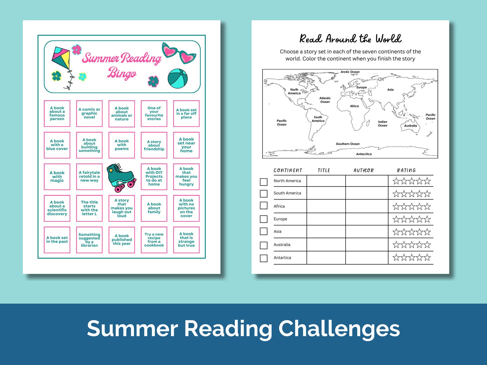 Summer Reading Activities Instant Download, US Letter and A4, Summer ...