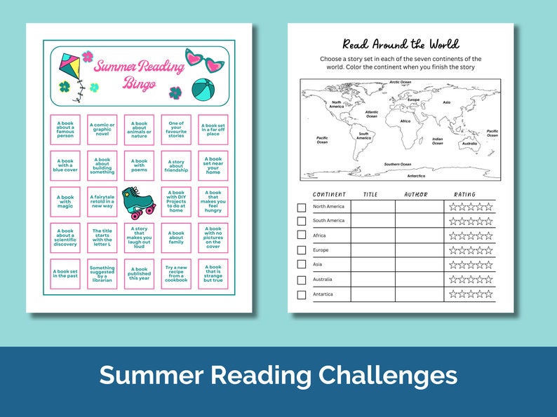 Summer Reading Activities Instant Download, US Letter and A4, Summer ...