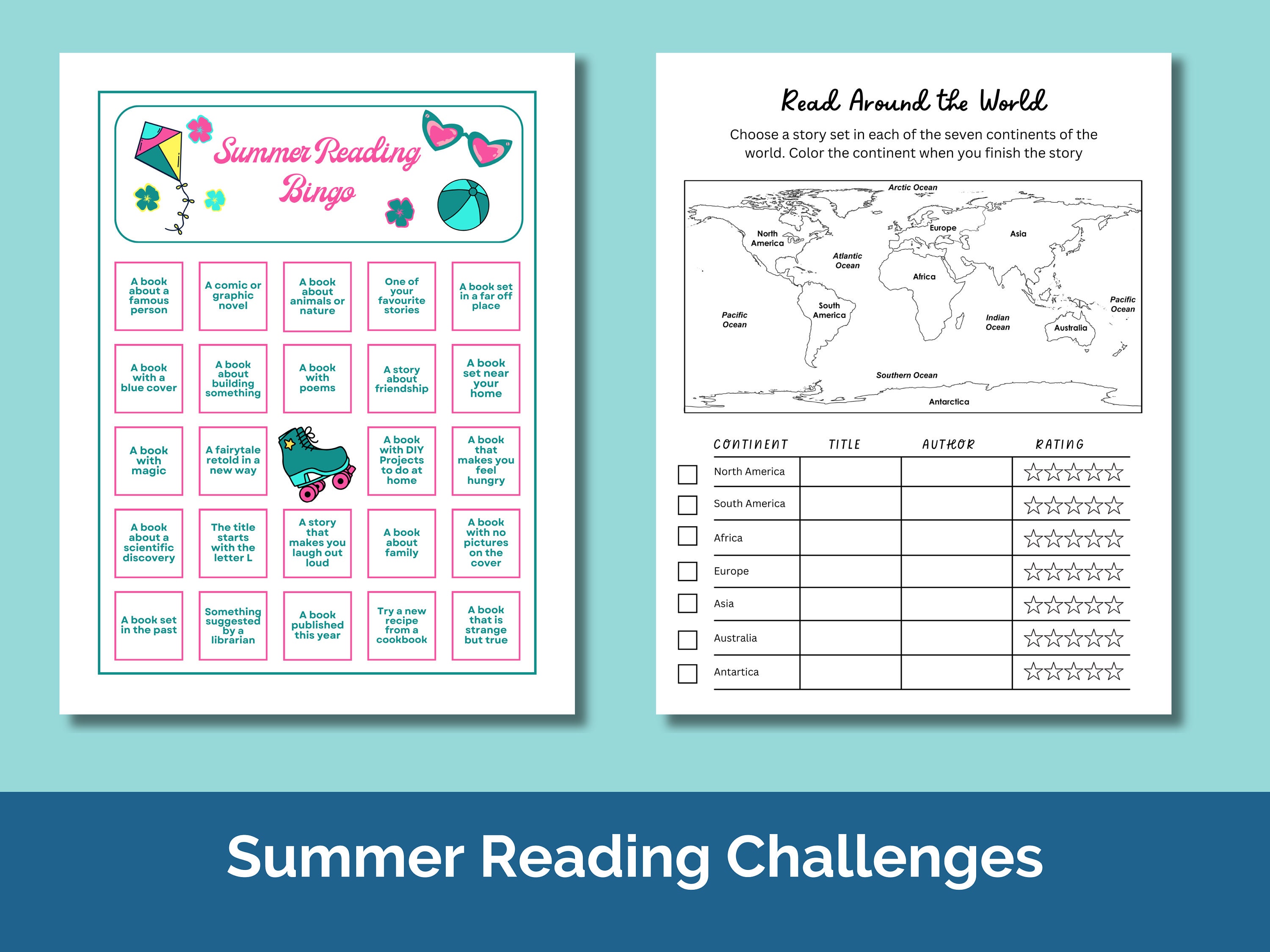 Summer Reading Activities Instant Download, US Letter and A4, Summer ...