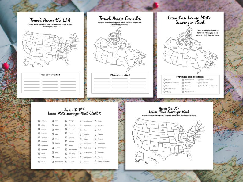 Canada USA Road Trip - Licence Plate Scavenger Hunt Game and Track Your ...