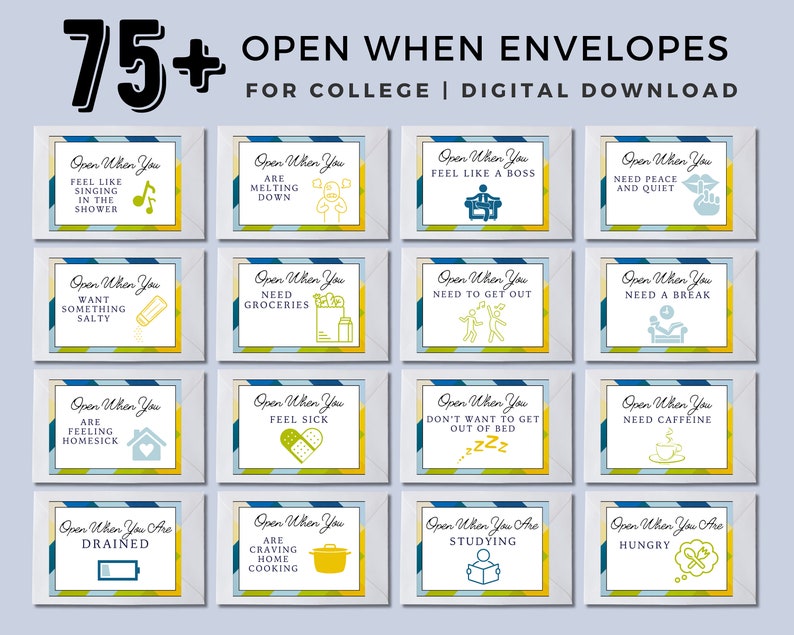 Open When Envelope Labels, Open If Gift for College, University or Long ...