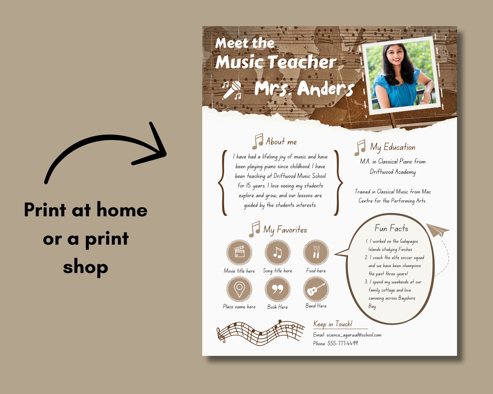 Meet the Music Teacher Editable Template for Canva, Editable and ...