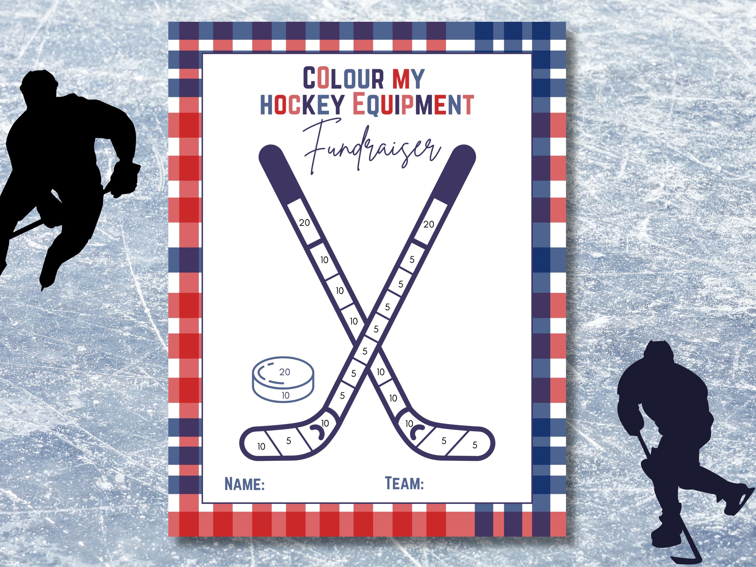 Hockey Color My Equipment Fundraiser Sponsor / Donor Form, Instant ...
