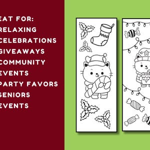 Cozy Cat Christmas Coloring Bookmarks, Kawaii Coloring, Instant ...