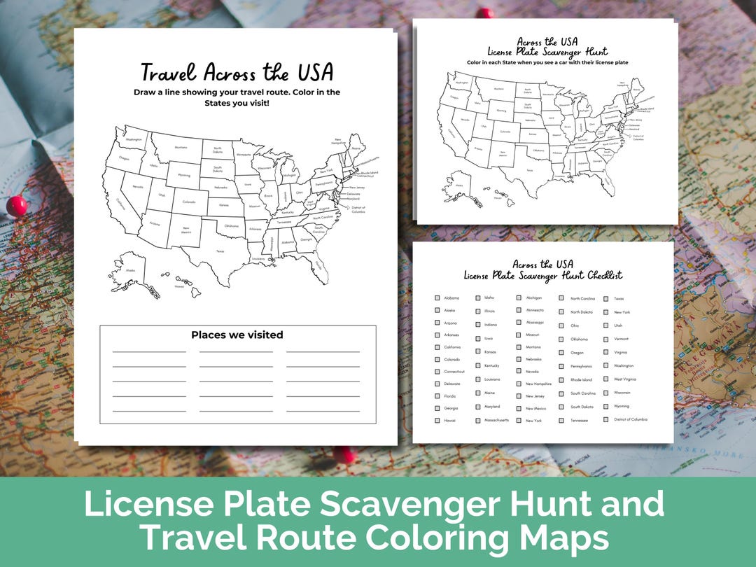 USA Road Trip - Licence Plate Scavenger Hunt Game and Track Your Road ...