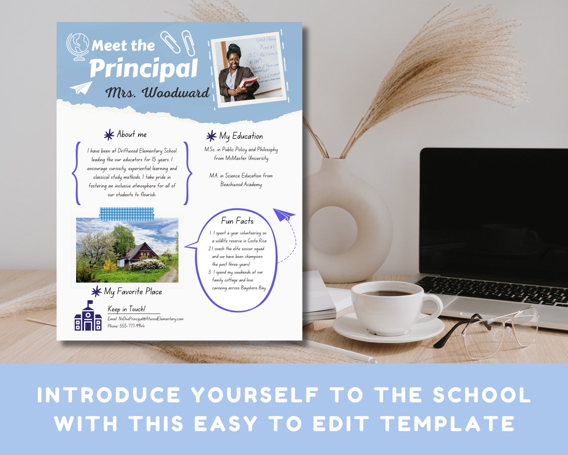Meet the Principal Editable Template for Canva, Editable and ...