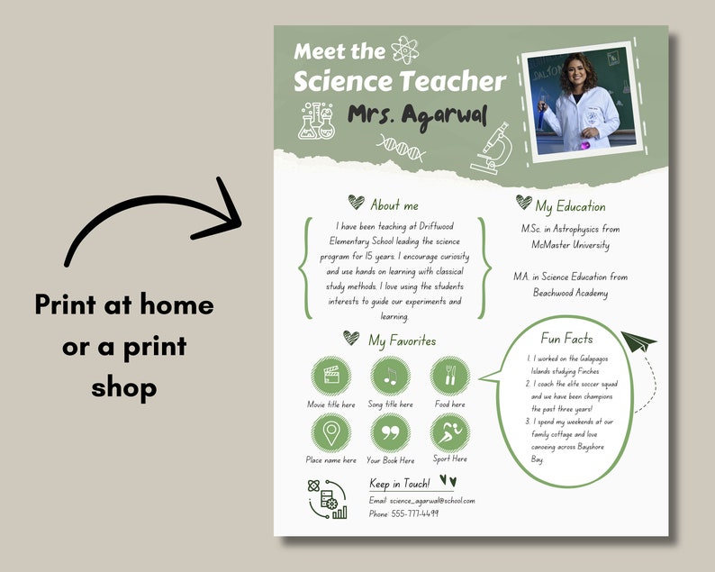 Meet the Science Teacher Template for Canva, Editable and Customizable ...