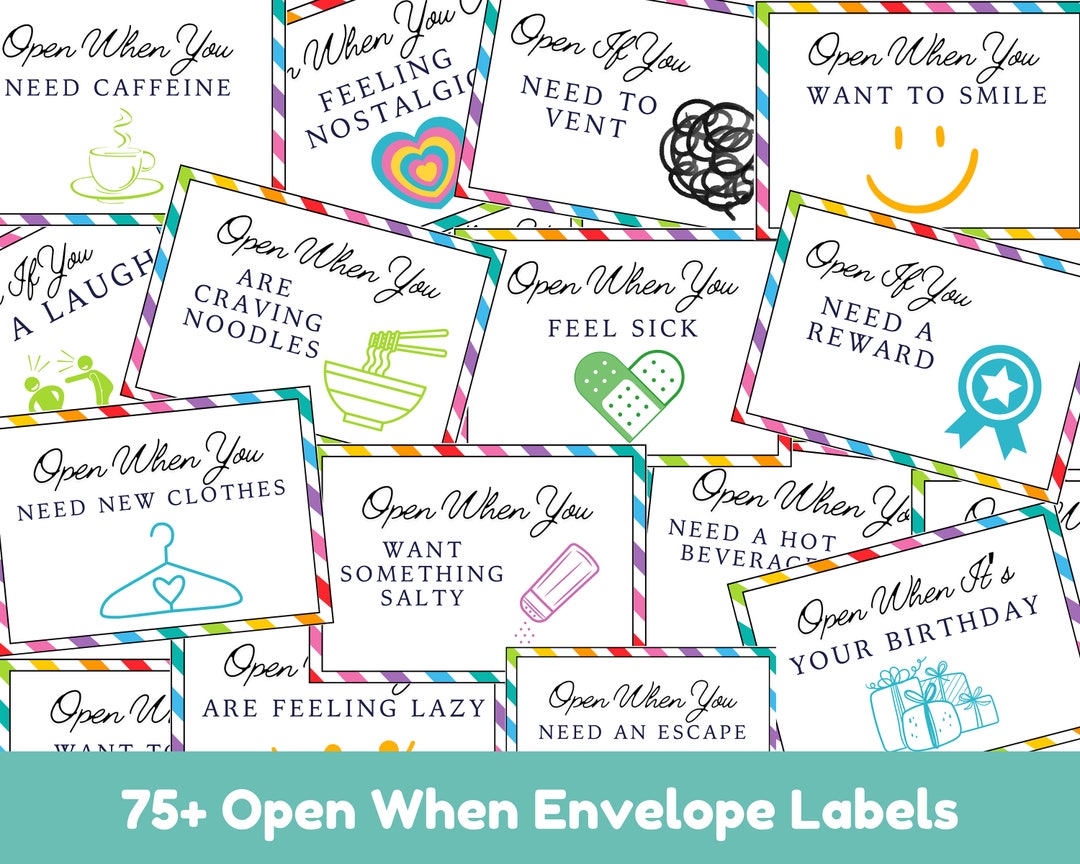 Open When Envelope Labels, Open If Gift Envelopes for College ...