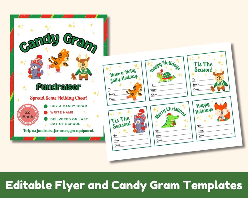 Editable Christmas Candy Gram Fundraiser Template Kit for Canva ...