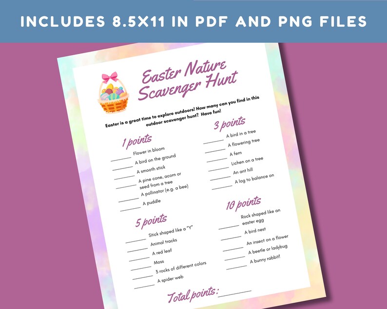 Easter Outdoor Scavenger Hunt, Easter Nature Scavenger Hunt Game for ...