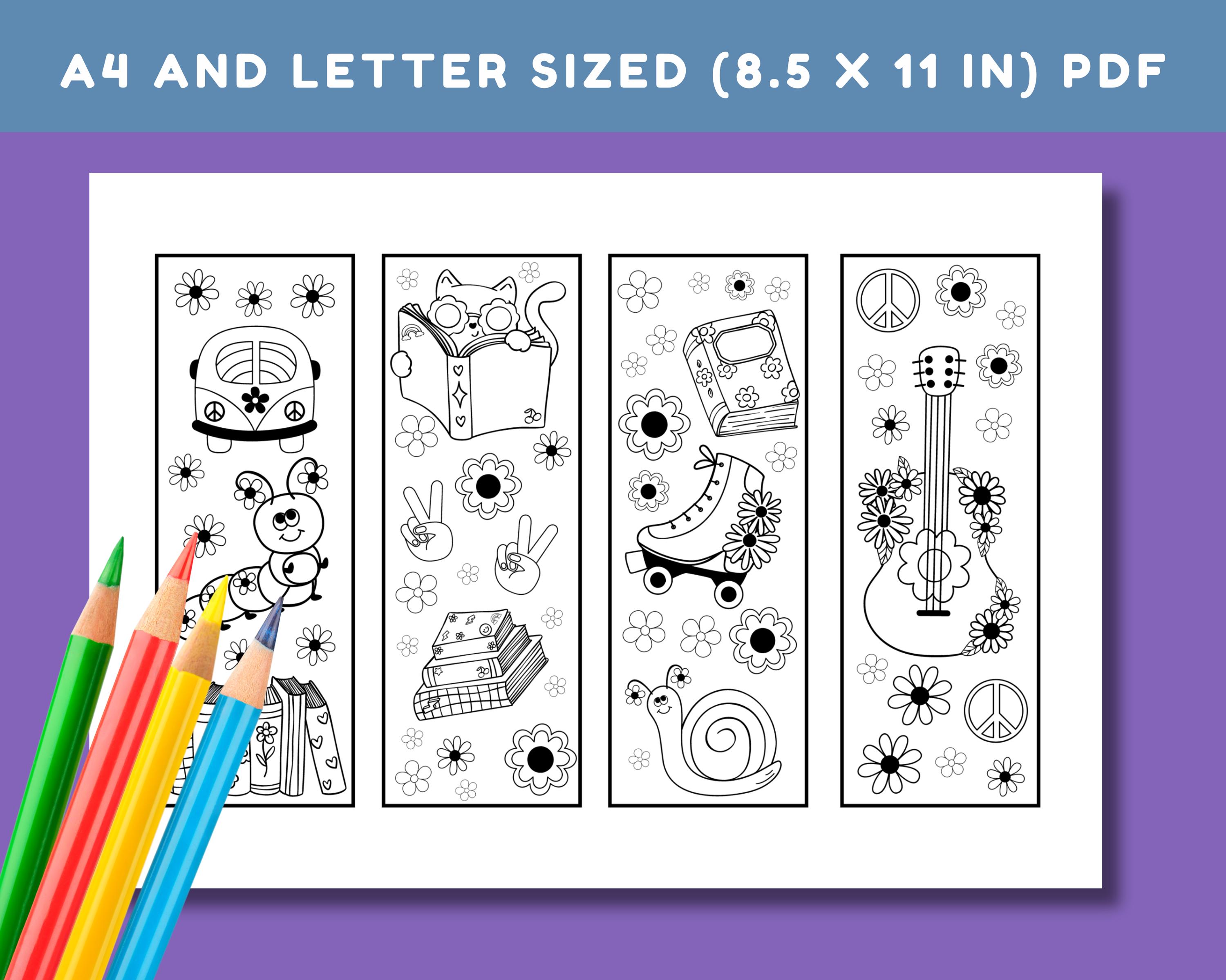 Groovy 1960s Coloring Bookmark Instant Download, Printable Coloring ...
