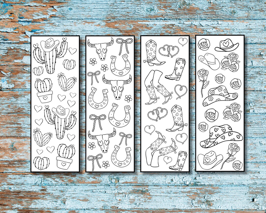 Romantic Cowboy Coloring Bookmarks: Printable A4/US Letter Download for ...