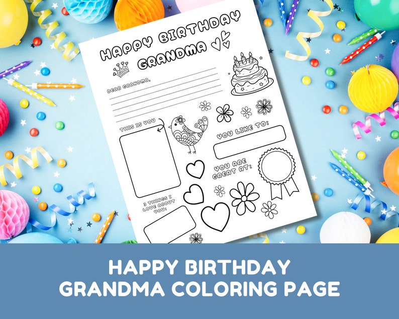 Happy Birthday Grandma Coloring Page Printable PDF / Grandmother ...