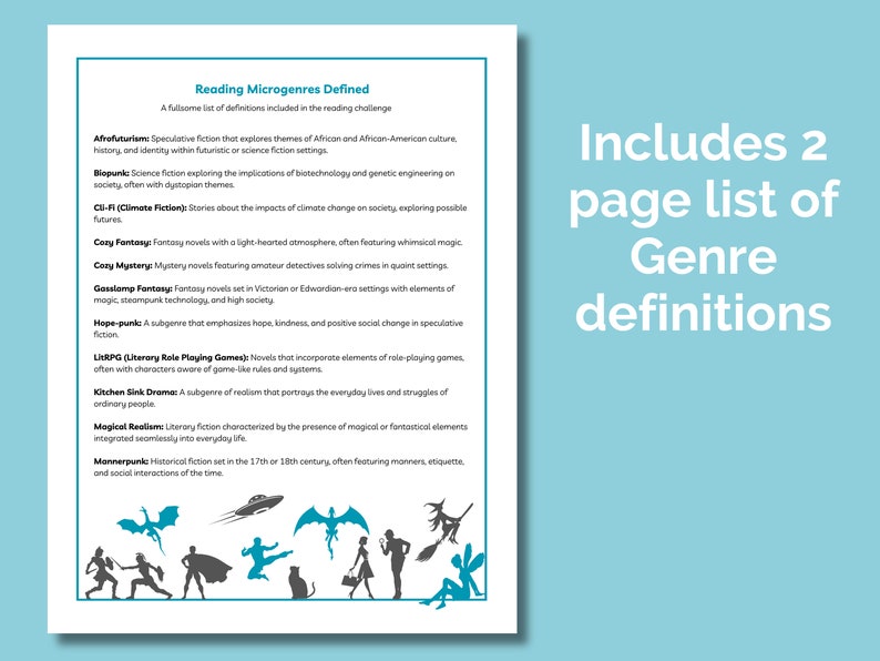 Genre Reading Challenge for Adults Instant Download, Book Journal ...