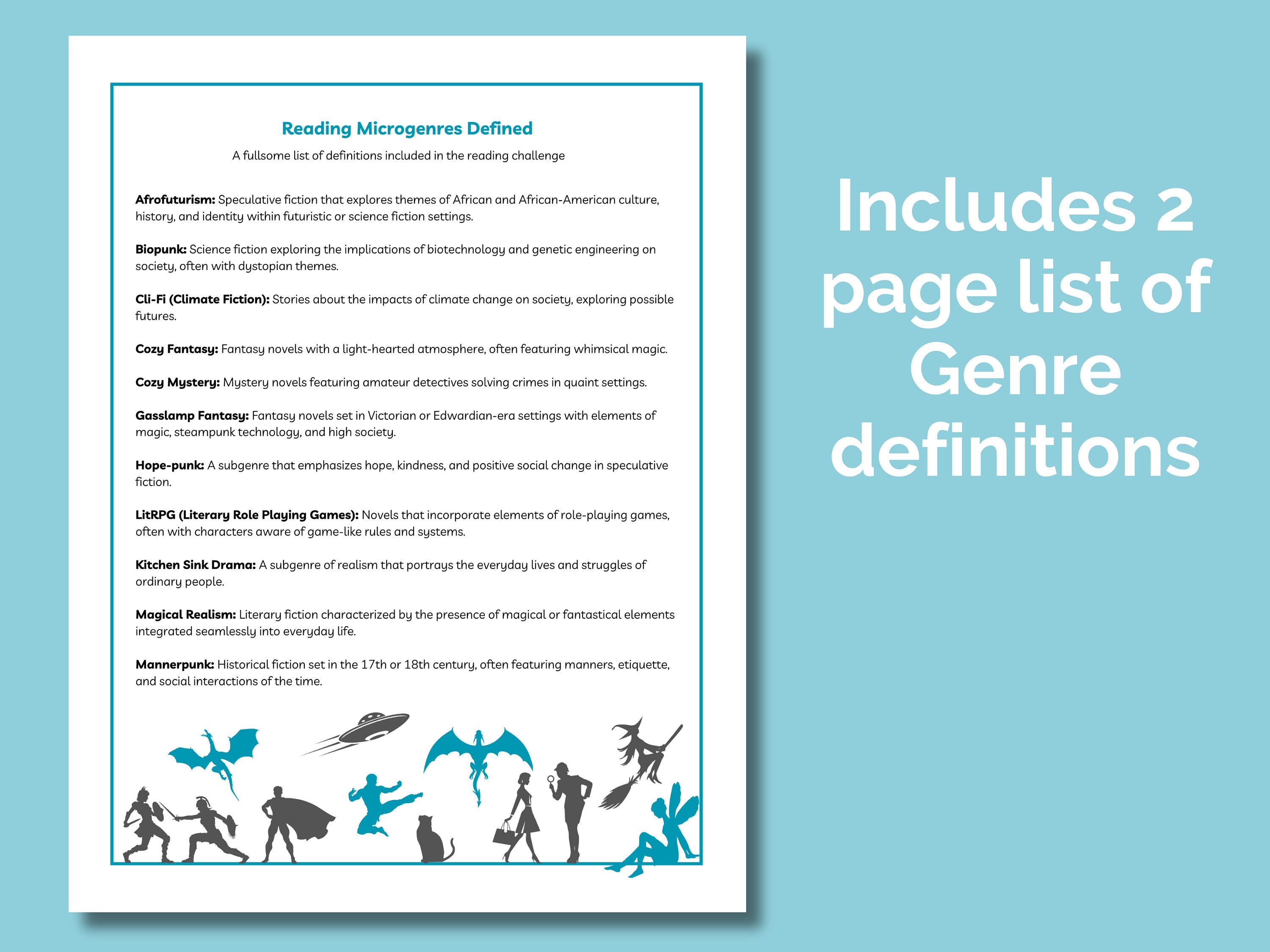 Genre Reading Challenge for Adults Instant Download, Book Journal ...